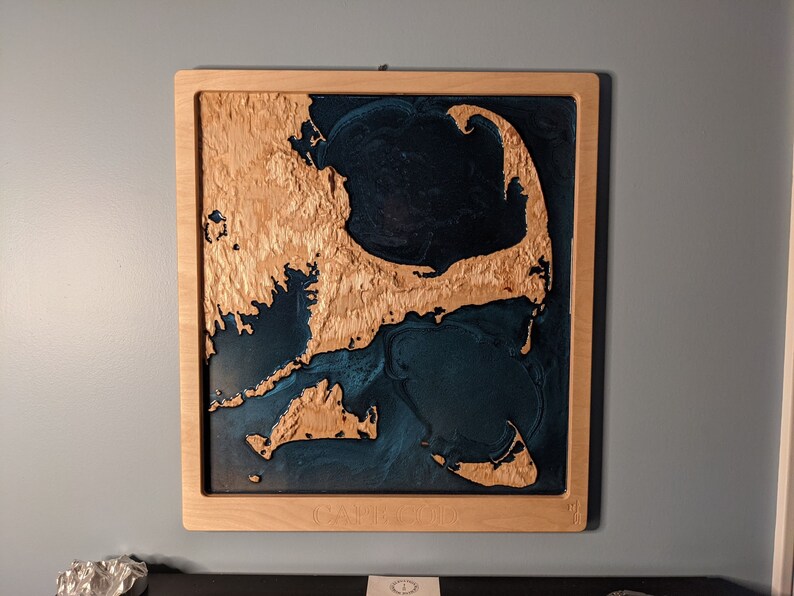 Cape Cod, Martha's Vineyard and Nantucket 3D Topographic Wood Relief ...