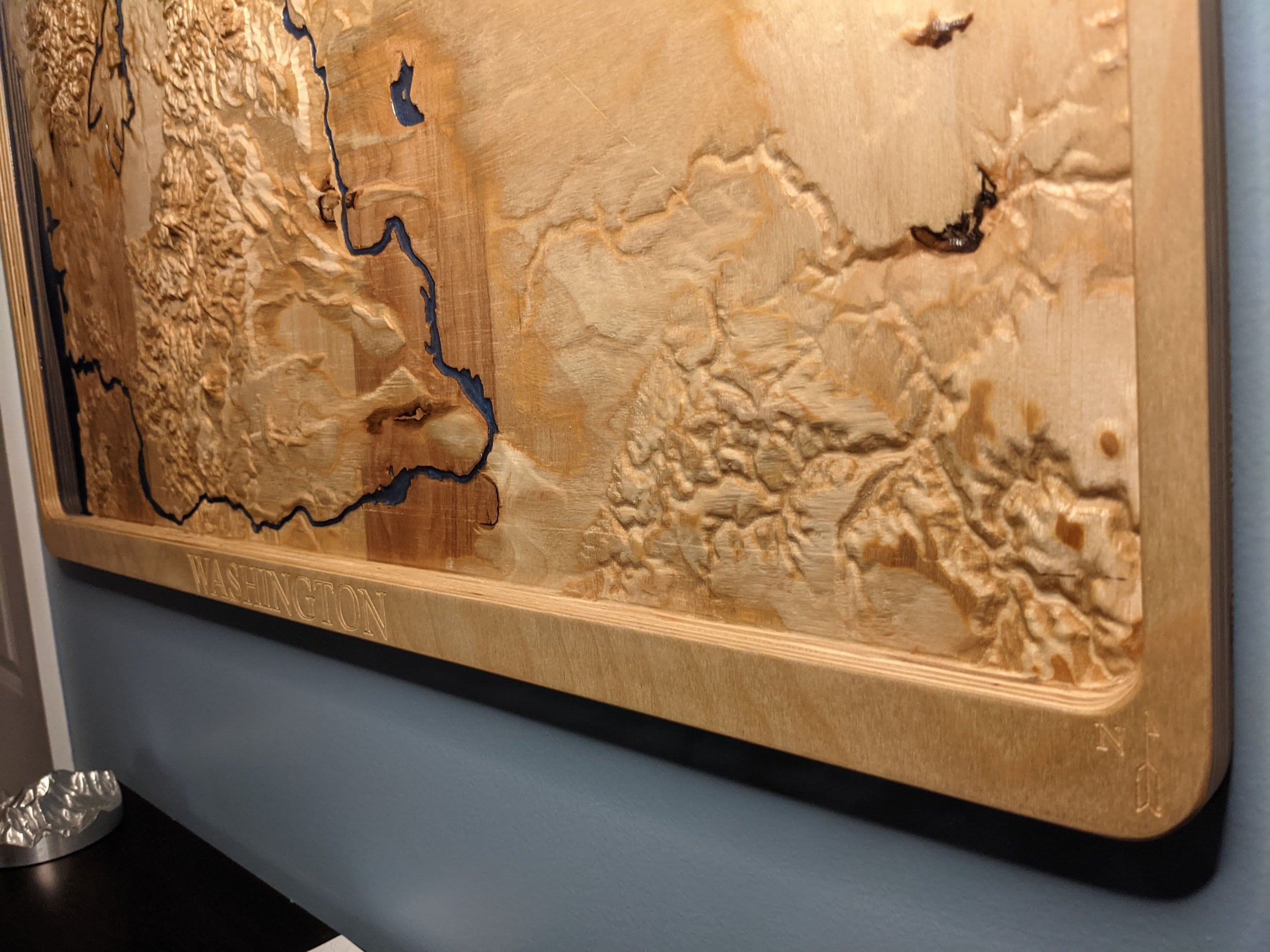 Washington State 3D Topographic Map Wood Relief Carving - Etsy