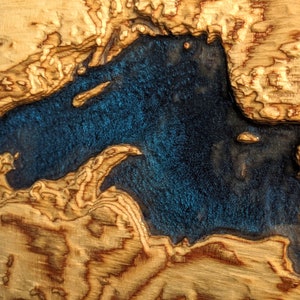 The Great Lakes 3D Topographic Map Wood Relief Carving With Bathymetry ...