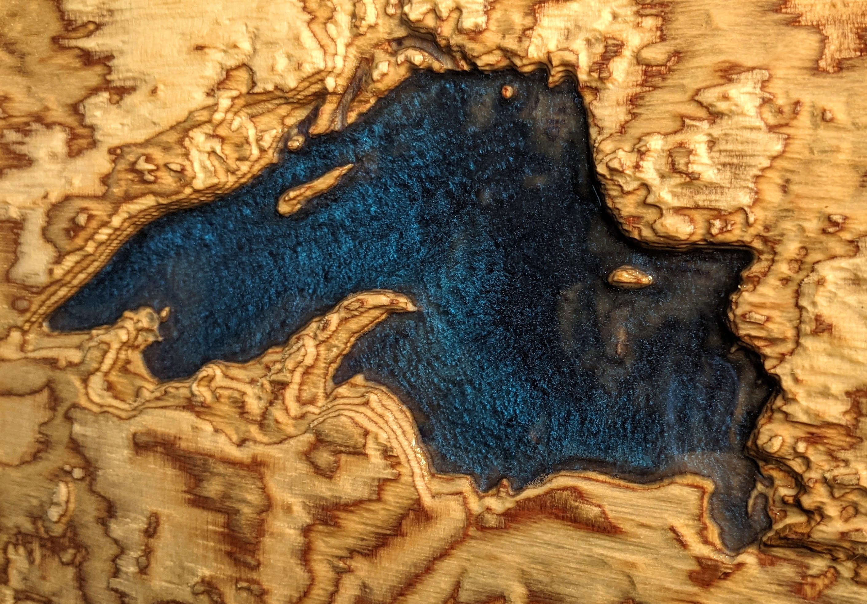 The Great Lakes 3D Topographic Map Wood Relief Carving With Bathymetry ...