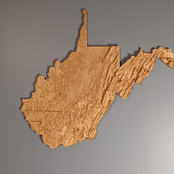 Topographical Map of West Virginia - Etsy