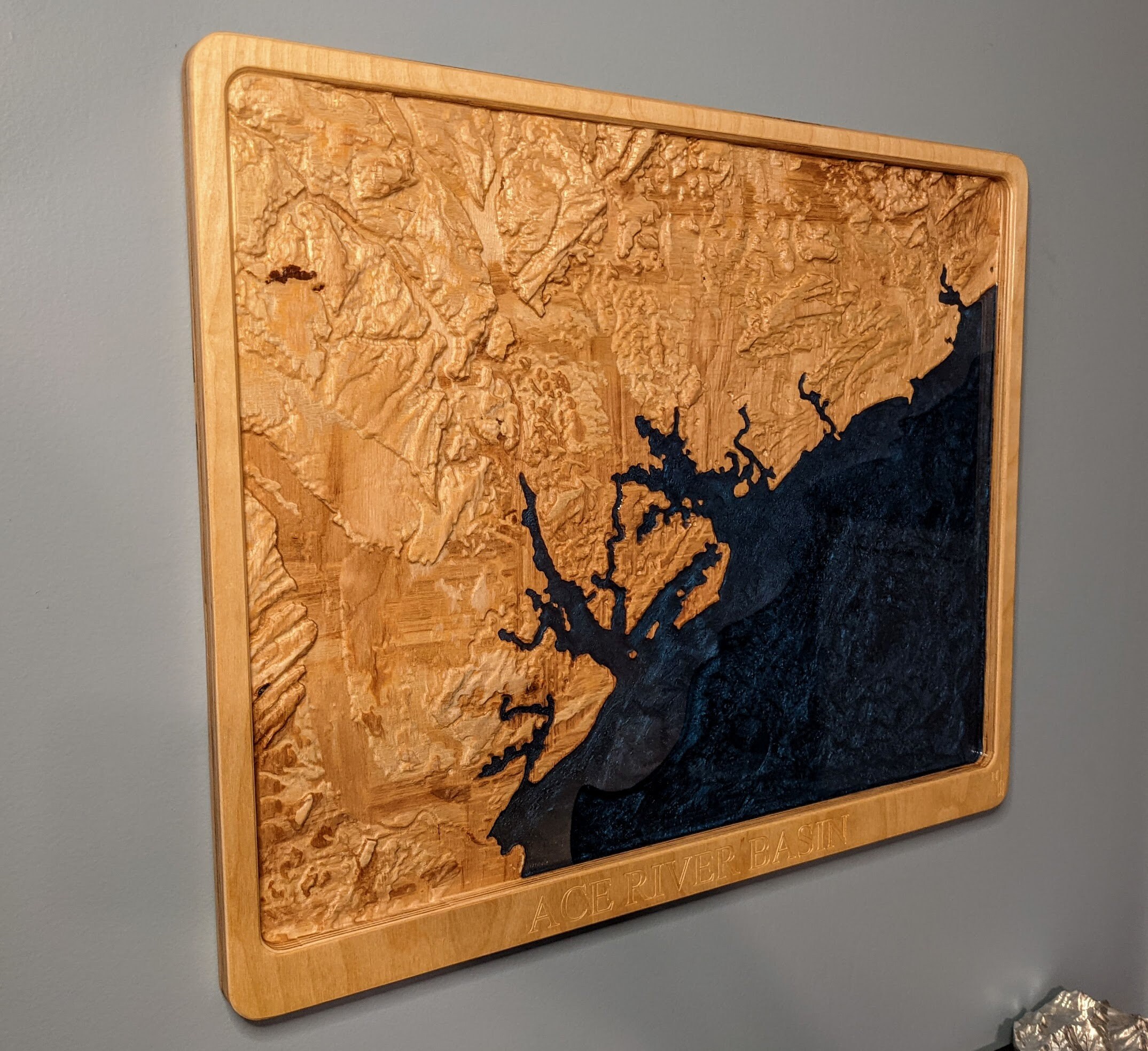 ACE Basin 3D Topographic Map Wood Relief Carving - Etsy