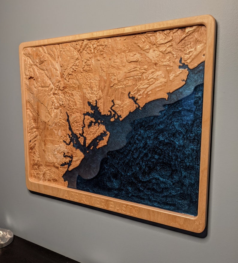 ACE Basin 3D Topographic Map Wood Relief Carving - Etsy