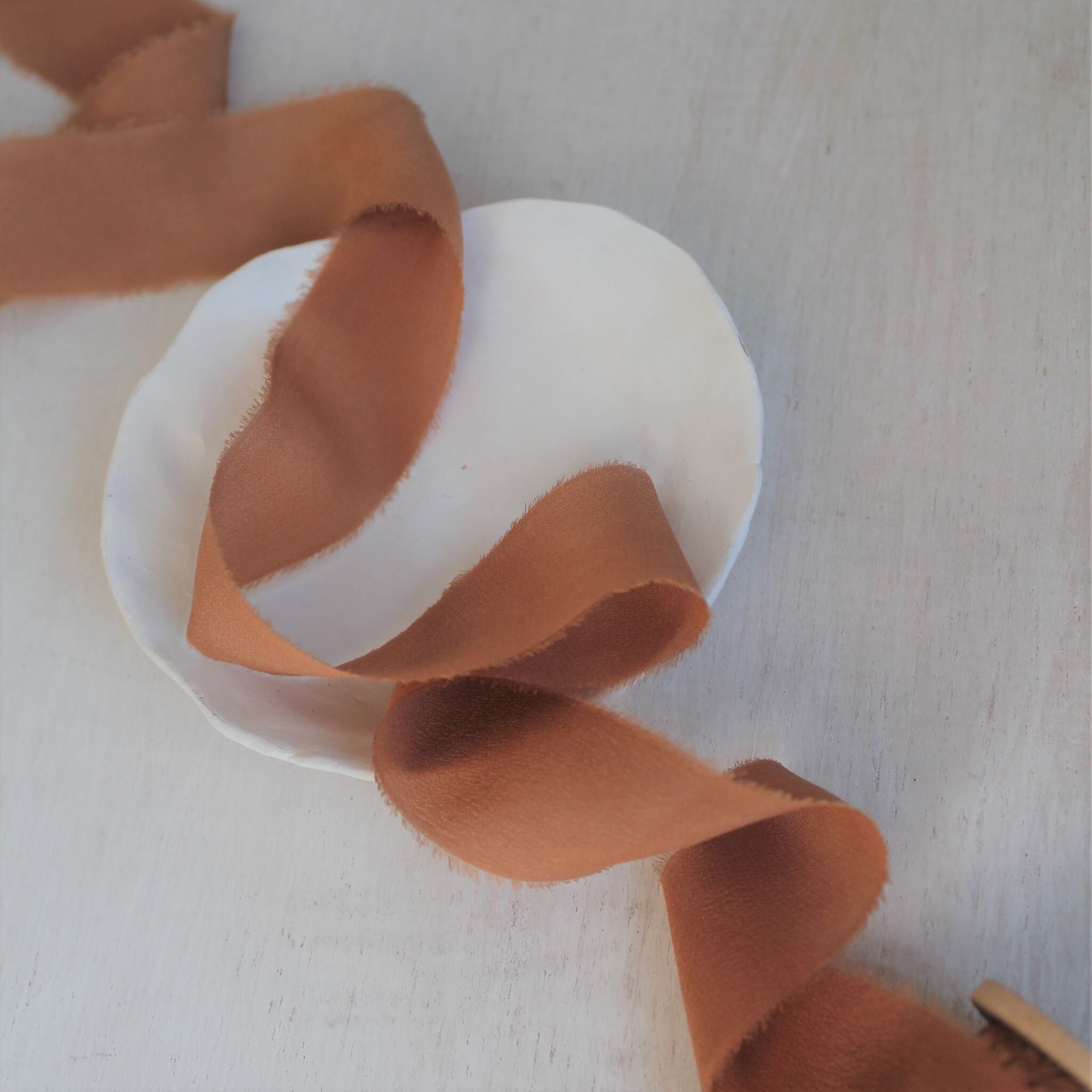TERRA COTTA Naturally Dyed Silk Ribbon for Wedding Bouquets - Etsy Canada