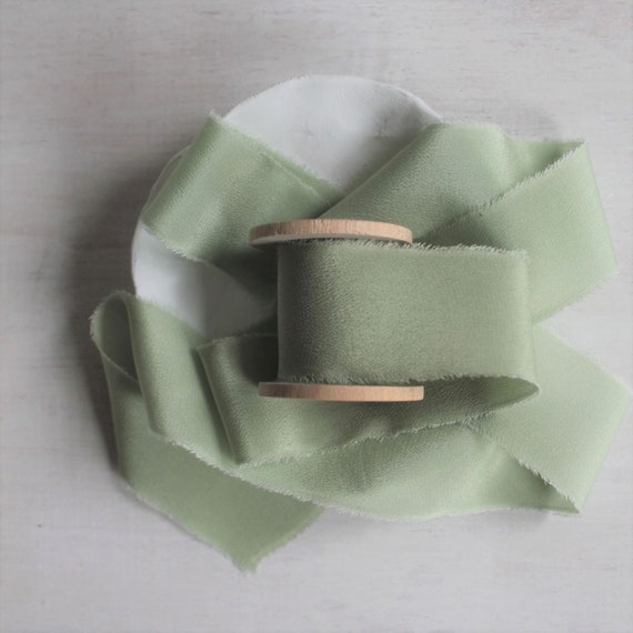 SAGE Ribbon Naturally Dyed Silk Ribbon for Weddings Bridal - Etsy