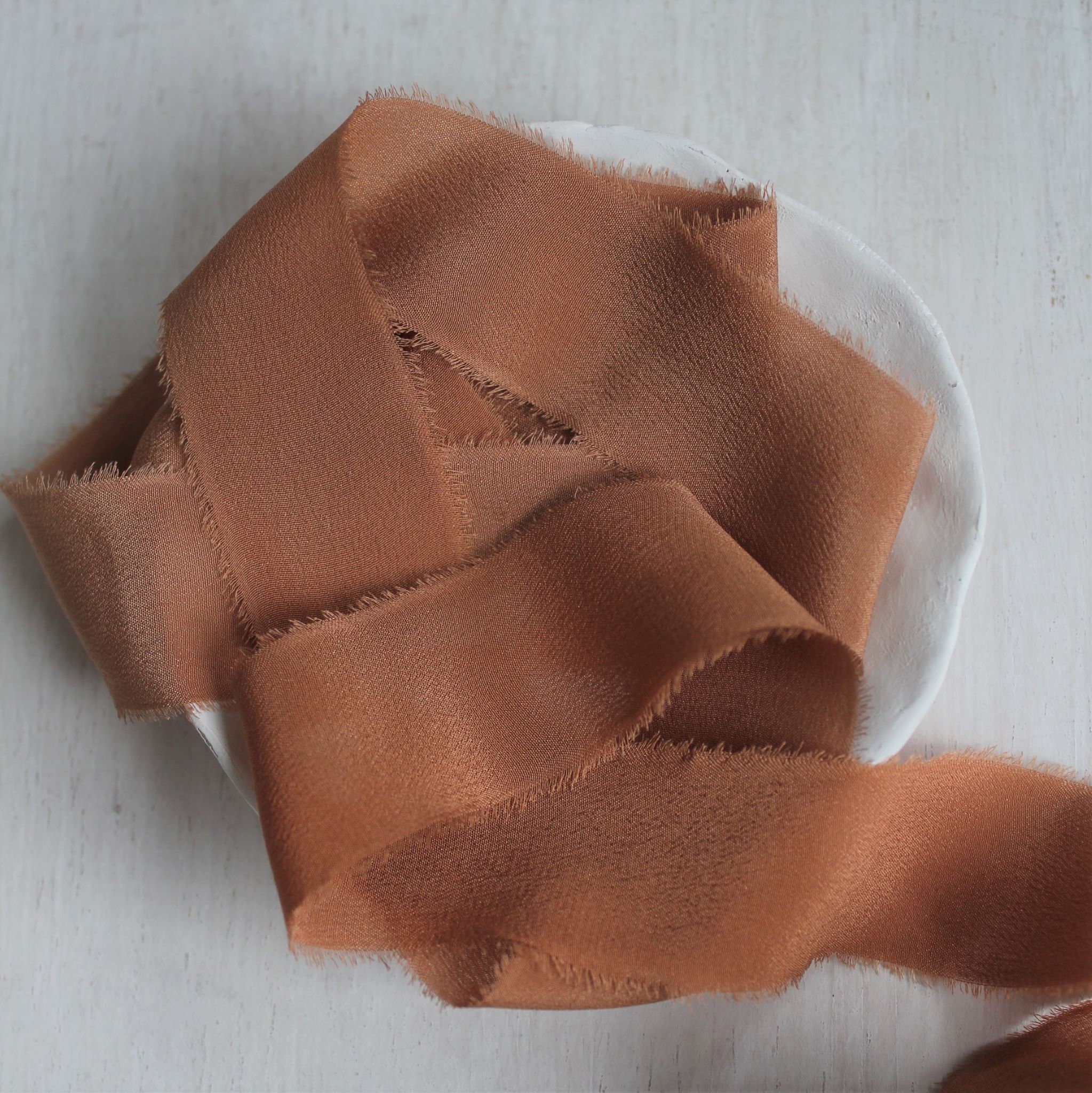 TERRA COTTA Naturally Dyed Silk Ribbon for Wedding Bouquets - Etsy Canada
