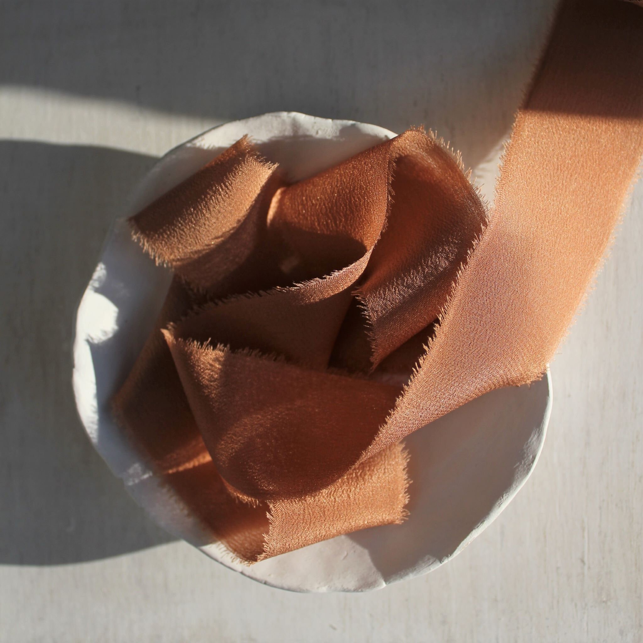 TERRA COTTA Naturally Dyed Silk Ribbon for Wedding Bouquets - Etsy Canada