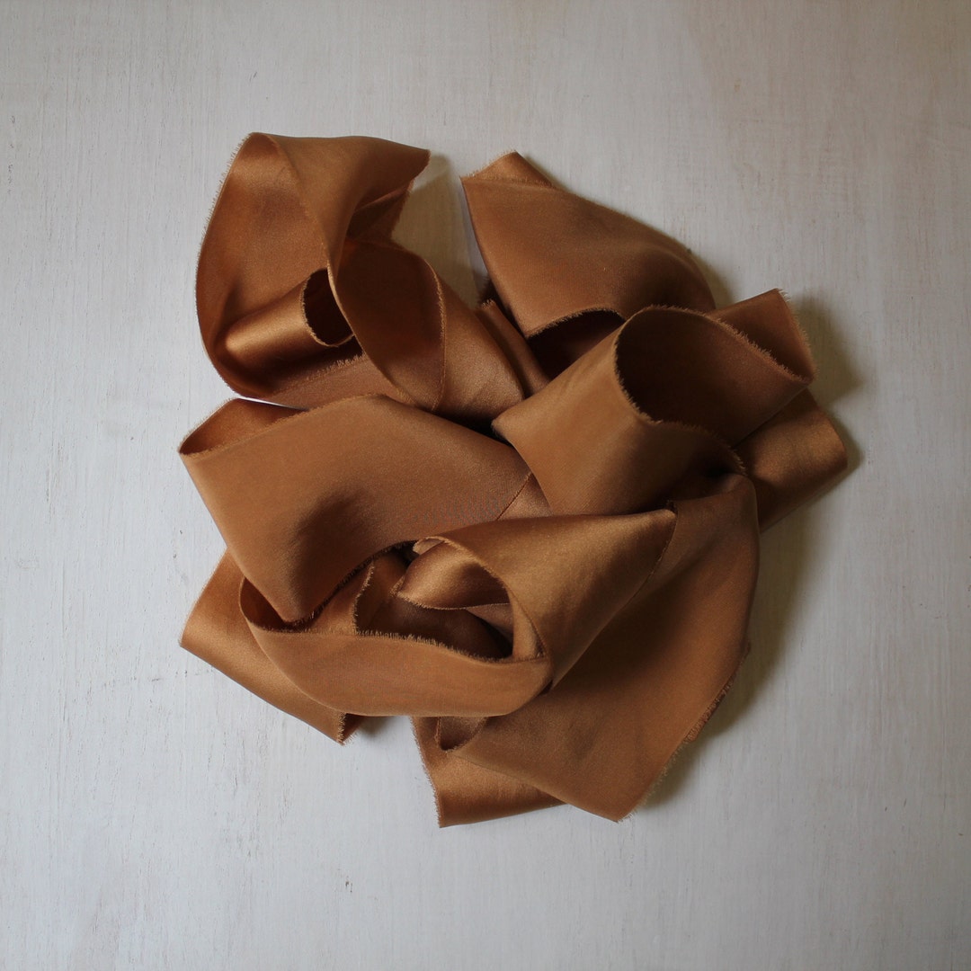 TERRA COTTA Silk Ribbon, Naturally Dyed Ribbon for Wedding Bouquet ...