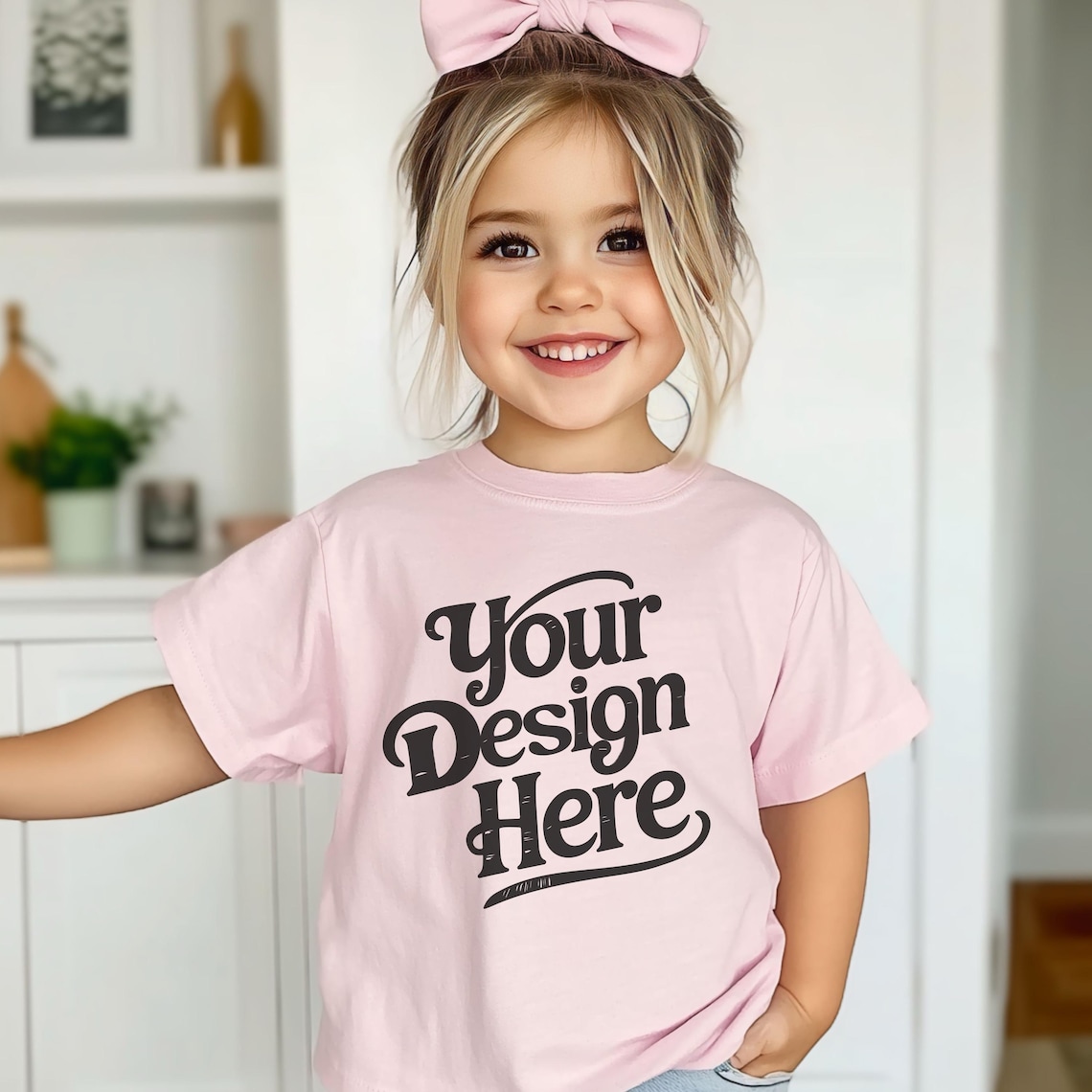 Girl's Pink Tshirt Mockup | Pink Toddler T-shirt Bella Canvas | Child ...