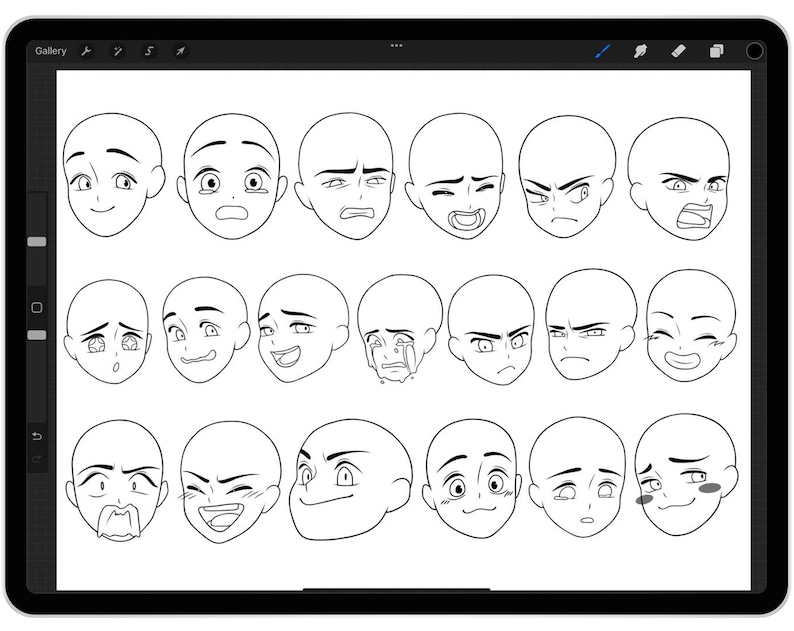 20 Procreate Anime Faces Stamp Brushes Procreate Anime Heads - Etsy