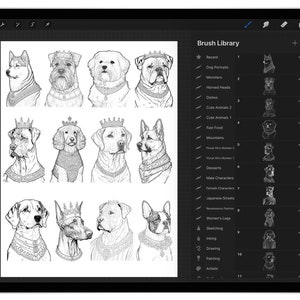 60 Procreate Dog Renaissance Portraits Stamp Brushes, Procreate Royal ...