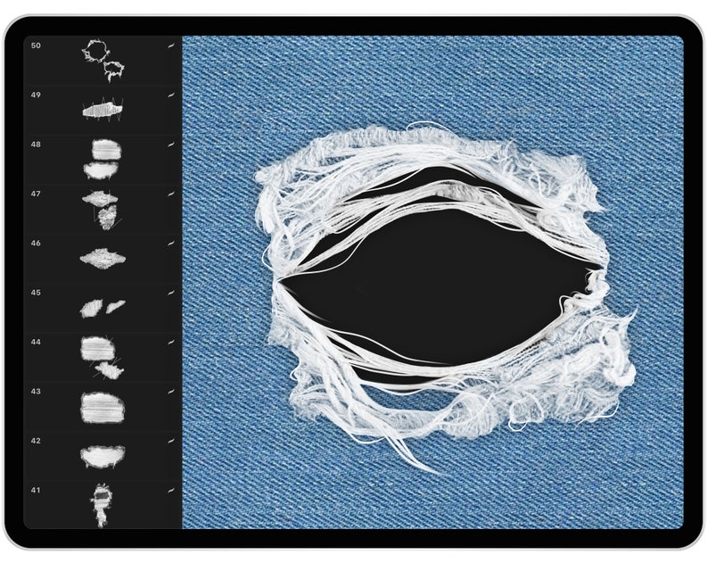 50 Ripped Jeans Brushes for Procreate, Seamless Jeans Textures for ...