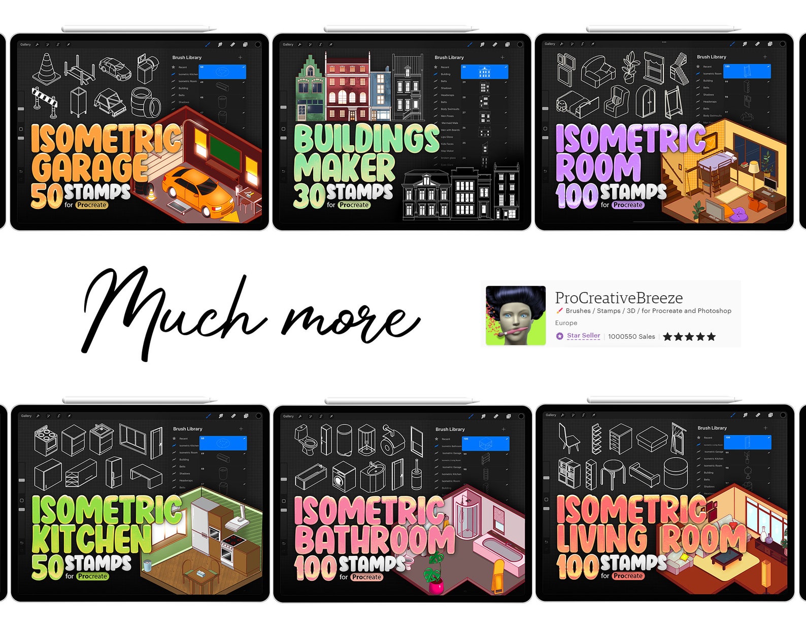 100 Isometric Room Brush for Procreate, Isometric 3D Boy Room Procreate ...