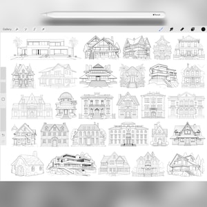 120 Procreate Buildings Sketches Stamp Brushes | Architecture Procreate ...