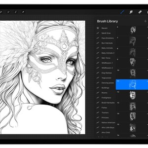50 Procreate Mardi Gras Stamp Brushes, Procreate Girl Woman Female ...