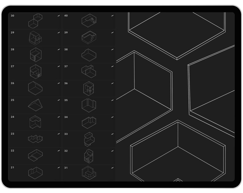 40 Isometric Blocks Brush for Procreate, Room Isometric Brush for ...