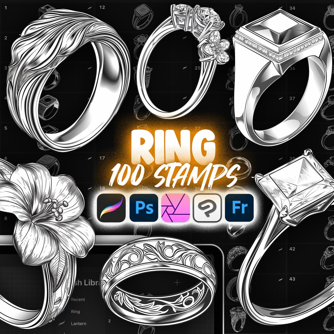 100 Procreate Ring Stamp Brushes | Procreate Wedding Ring Stamps ...