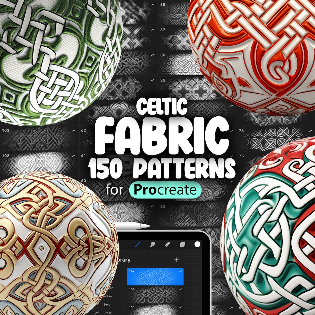 150 Procreate Celtic Patterns | Celtic Knotwork Fabric Procreate Texture Seamless Brushes ...