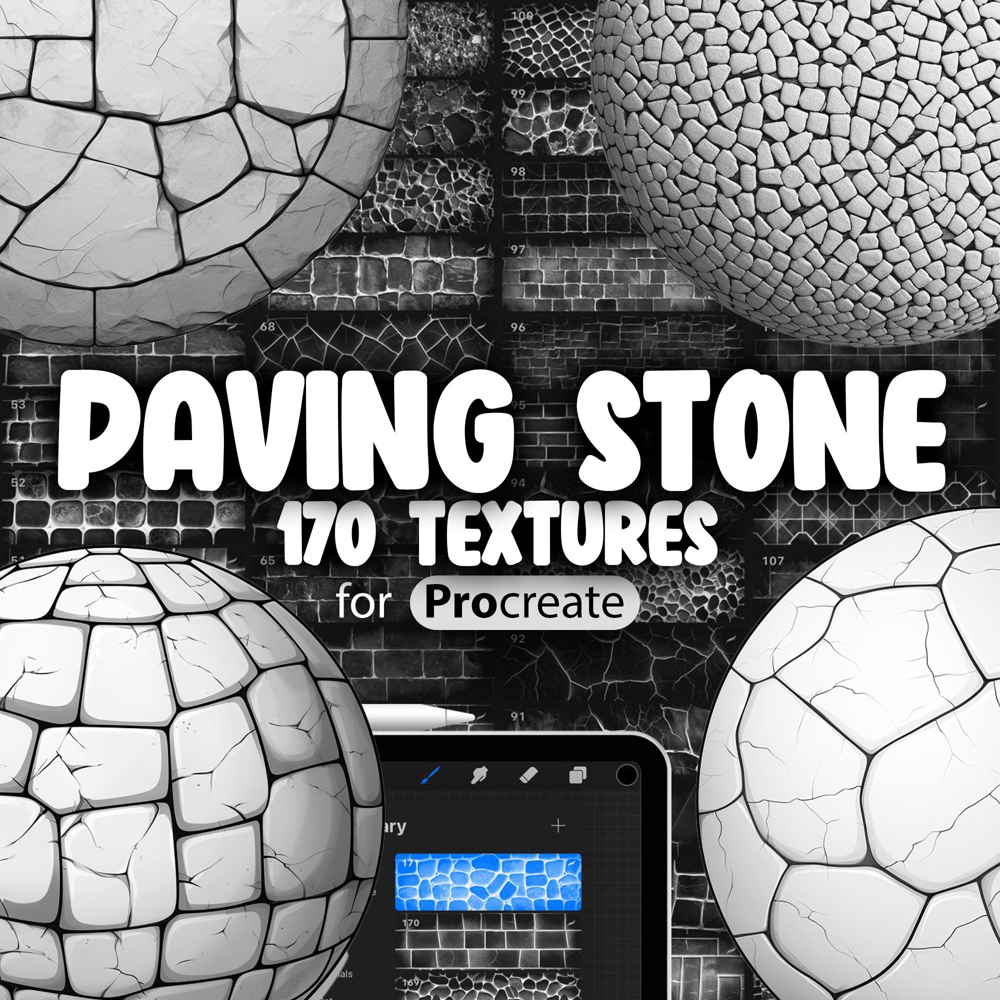 170 Procreate Paving Stone Textures | Pavement Procreate Seamless ...