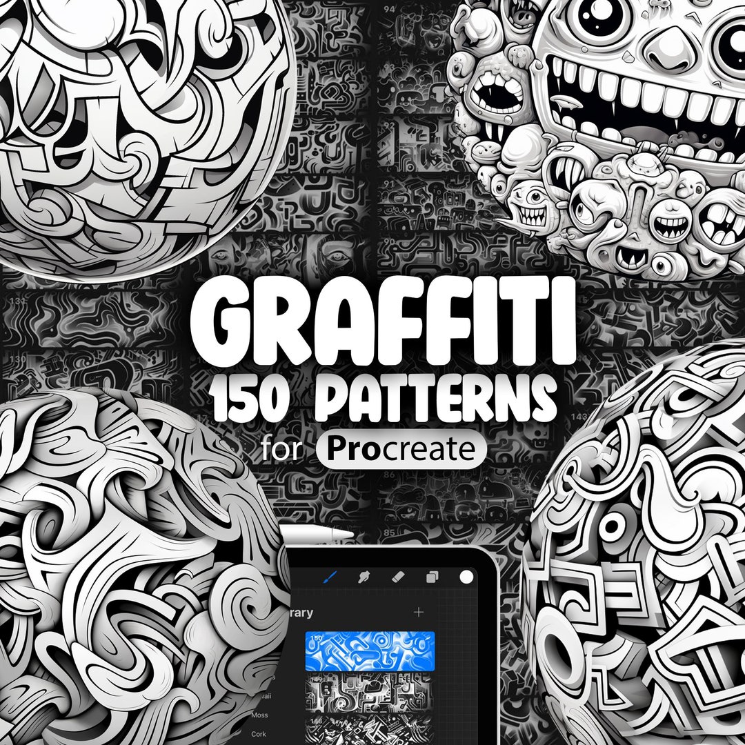 150 Procreate Graffiti Patterns | Graffiti Tag Procreate Texture ...
