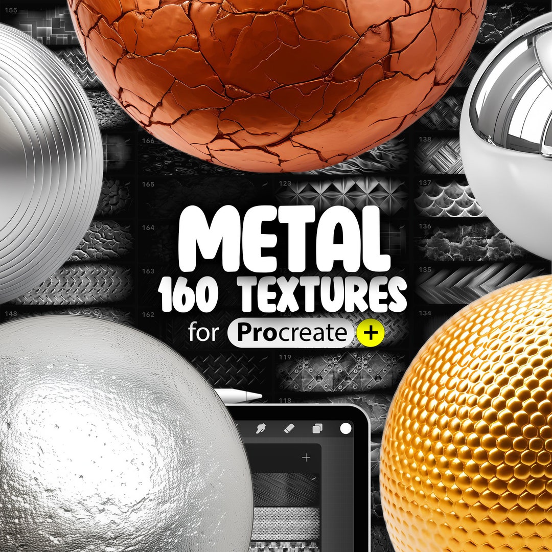 160 Procreate Metal Texture Metallic Procreate Texture Seamless Brushes ...