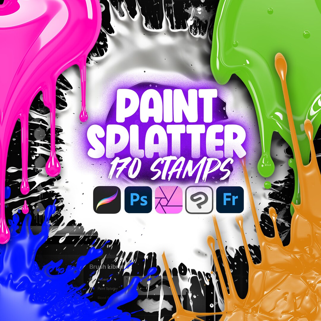 150 Procreate Paint Splatter Stamp Brushes | Procreate Paint Brush ...