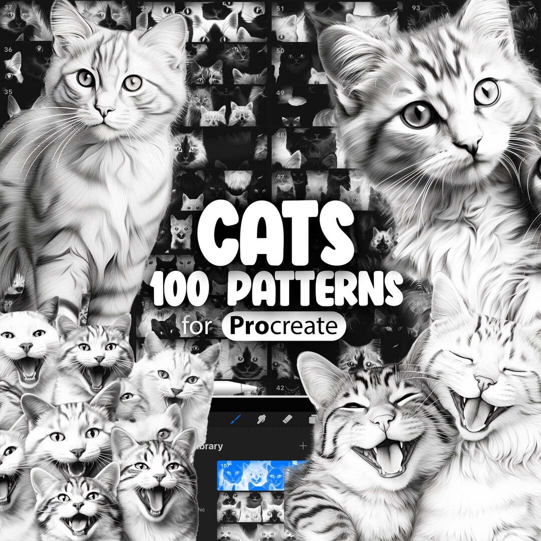 100 Procreate Cats Patterns | Pet Pattern Procreate Seamless Pattern ...