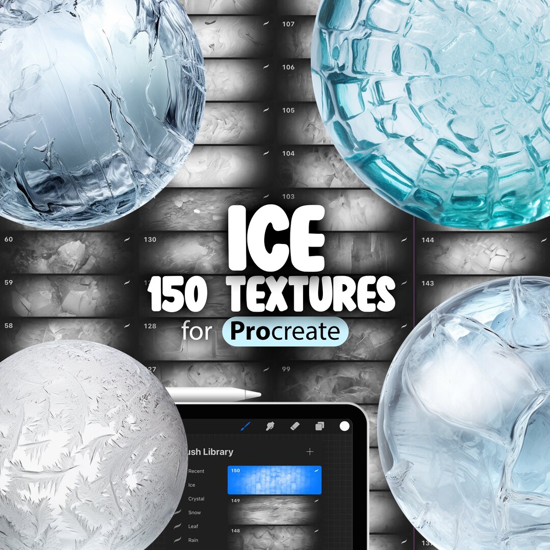 150 Procreate Ice Textures | Clear Ice Procreate Texture Seamless Brushes | Procreate Cracked ...