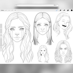100 Procreate Teen Girls Head (part-1) Stamp Brushes (aged 13-17 Years ...