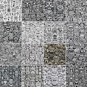 70 Procreate Tiki Patterns | Little Tiki Creatures Procreate Texture Seamless Brushes | Tiki ...