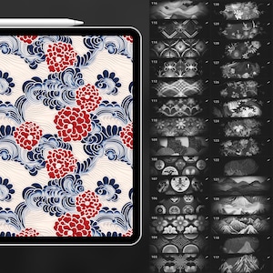 150 Procreate Traditional Japanese Patterns | Asian Embroidery Fabric ...