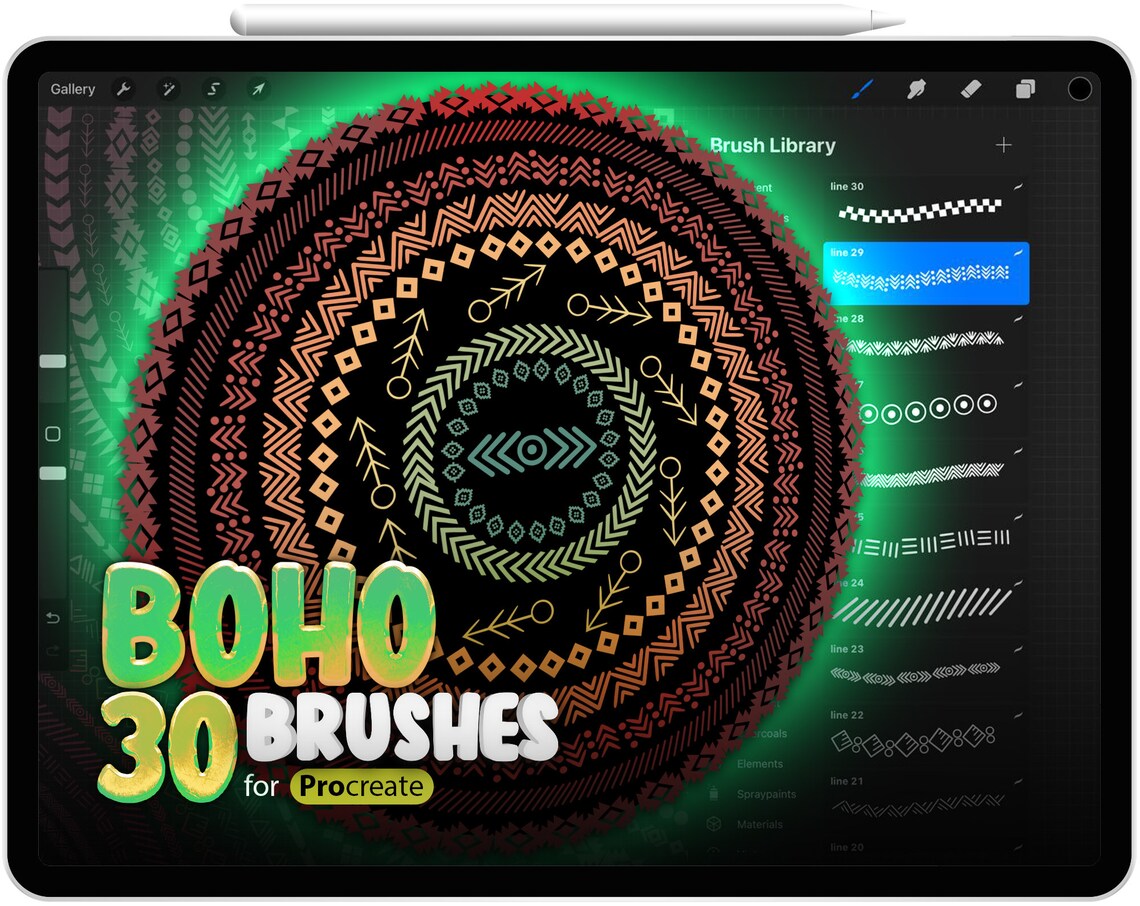 30 Procreate Boho Line Brushes, Procreate Outline Brushes, Procreate ...