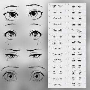 110 Procreate Anime Eyes Stamps | Photoshop Manga Eyes Brushes | Clip ...
