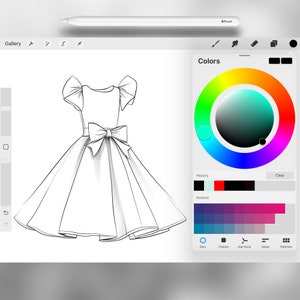 100 Procreate Dresses Stamp Brushes | Procreate Clothing Stamp Brushes ...