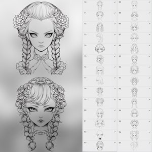 150 Procreate Anime Female Head Stamps | Procreate Anime Girls Head ...
