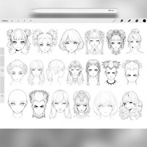 150 Procreate Anime Female Head Stamps | Procreate Anime Girls Head ...