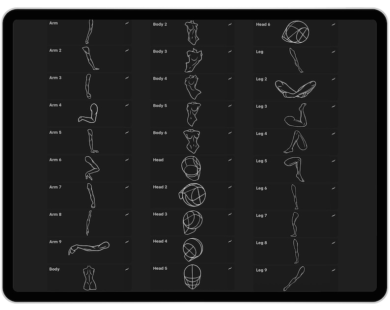 30 Procreate Pose Maker Stamp Brushes Procreate Body Poses Etsy