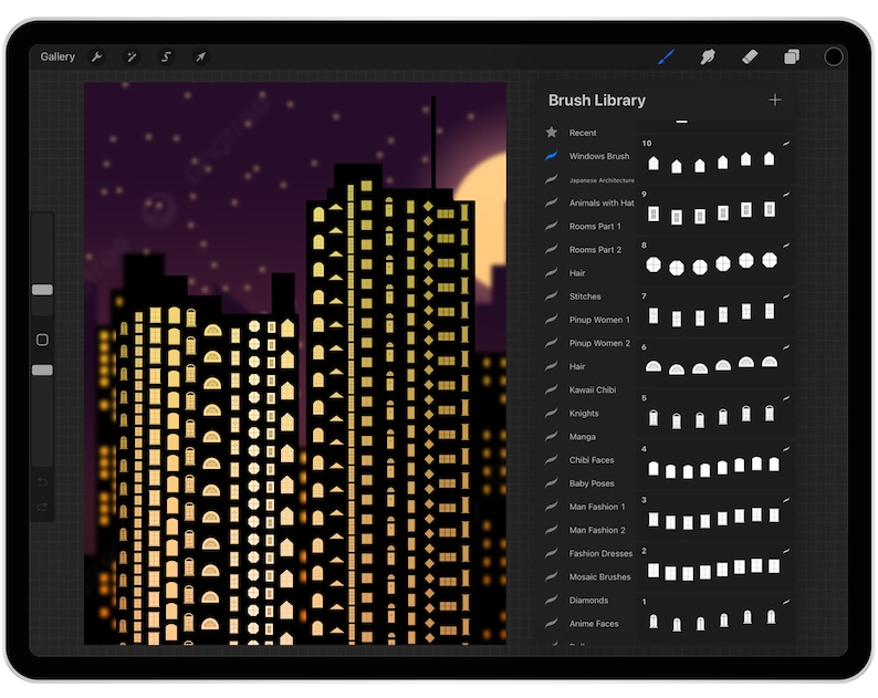 20 Procreate Windows Brushes City Brushes Bundle Skyline - Etsy