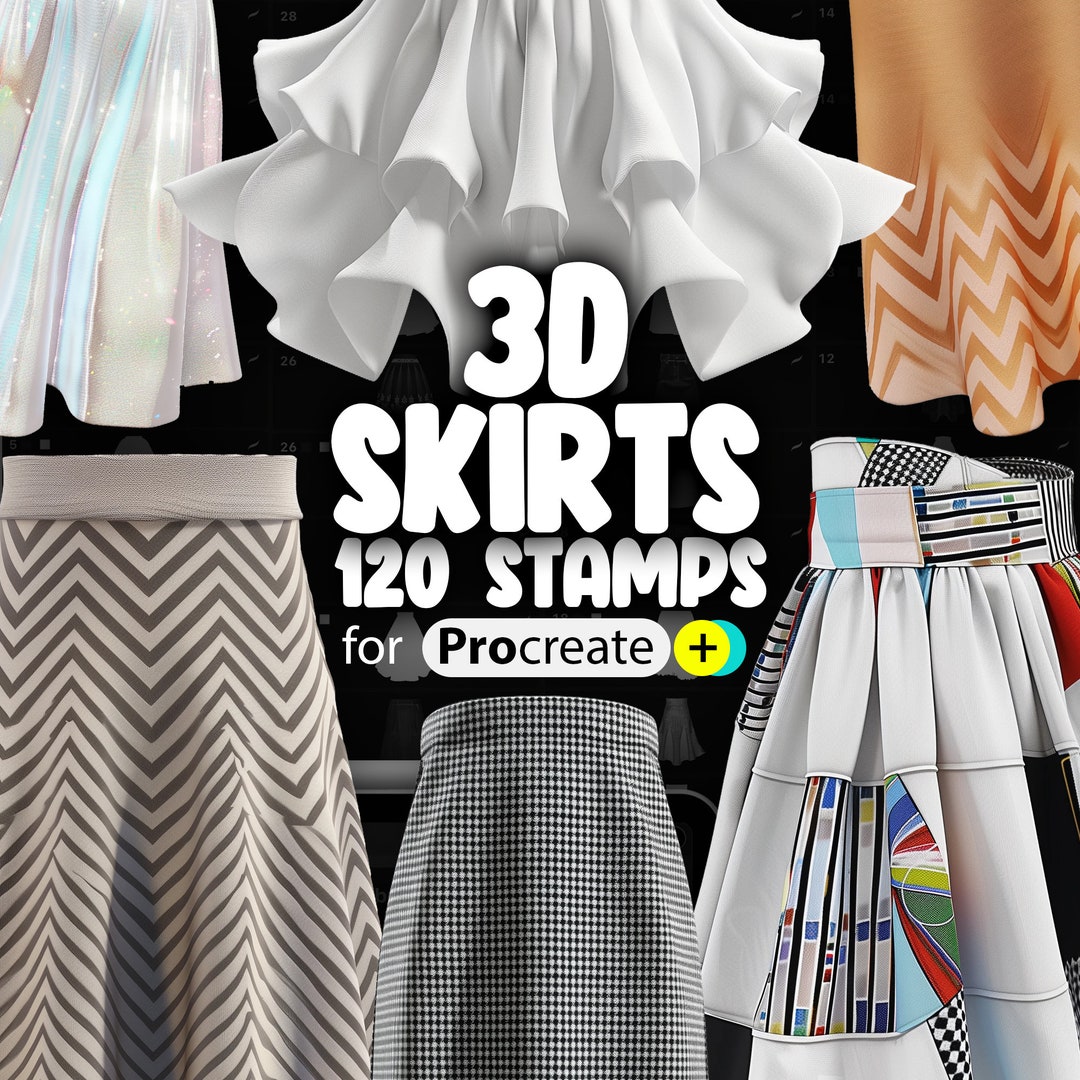 120 Procreate 3D Skirts Stamp Brushes | Procreate Skirts | Procreate ...