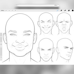 110 Procreate Men's Heads Base Stamps | Procreate Male Head Guide ...
