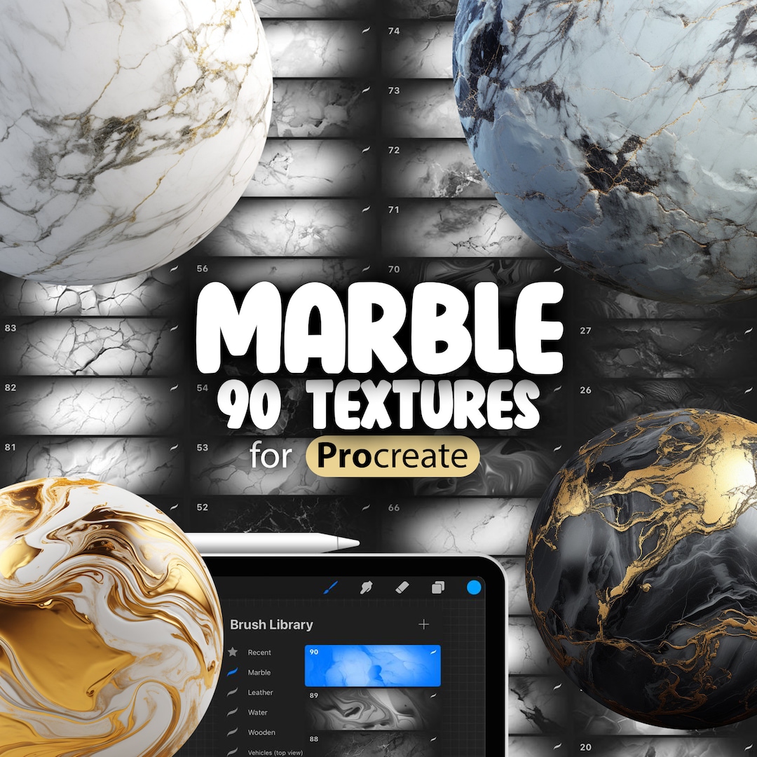 90 Procreate Marble Textures | Alcohol Procreate Texture Seamless Brushes | Stone Procreate ...