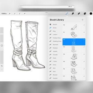 100 Procreate Women Shoes Stamp Brushes | Procreate High Heels Stamp ...