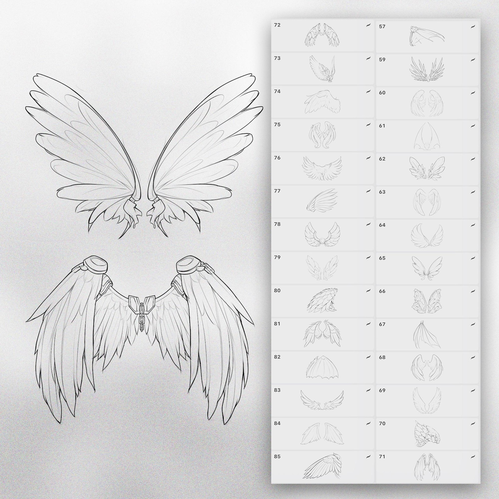110 Procreate Wings References Stamps | Angel Wings Procreate | Bat ...
