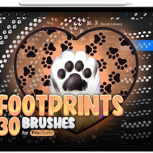 30 Procreate Footprints Brushes, Procreate Animals Footprint, Raccoon, Donkey, Antelope, Owl ...