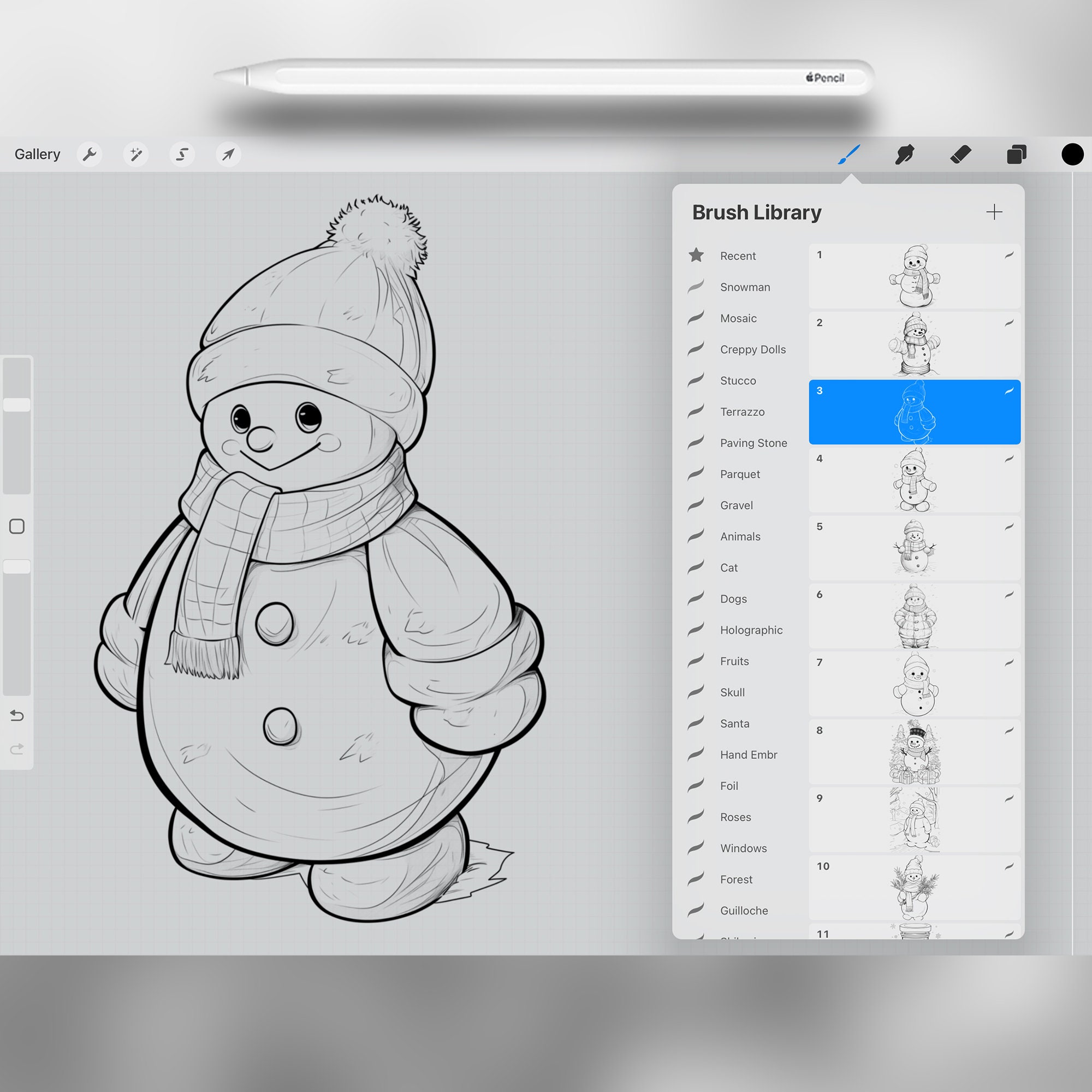 50 Procreate Snowman Stamps | Procreate Winter Stamp Brushes ...