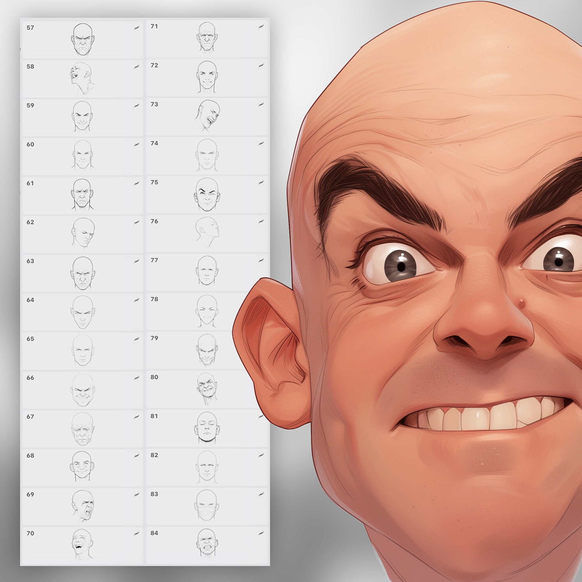 110 Procreate Men's Heads Base Stamps | Procreate Male Head Guide ...