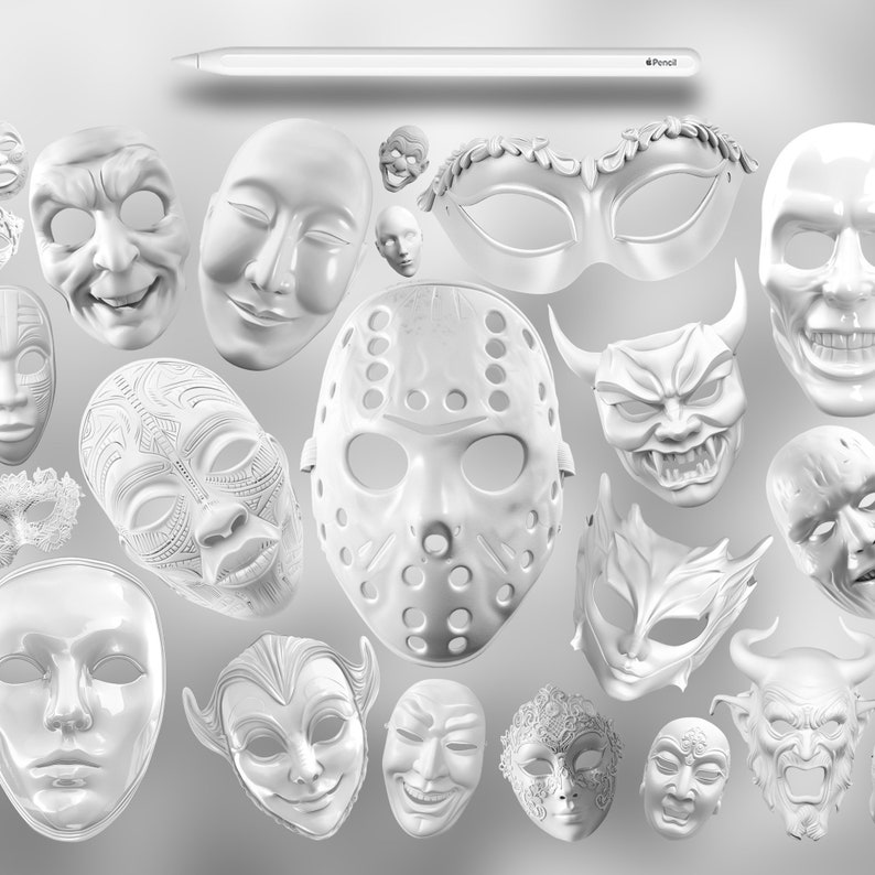120 Procreate 2D Masks Stamps Brushes | Venetian Mask | African Mask ...