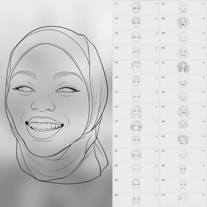 110 Procreate Female Head Stamps Part -1 | Procreate Woman Head Stamp ...