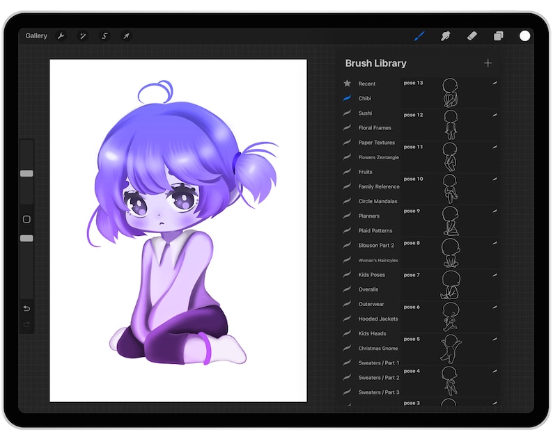 20 Procreate Chibi Brushes Guides Stamps Chibi Body Maker - Etsy