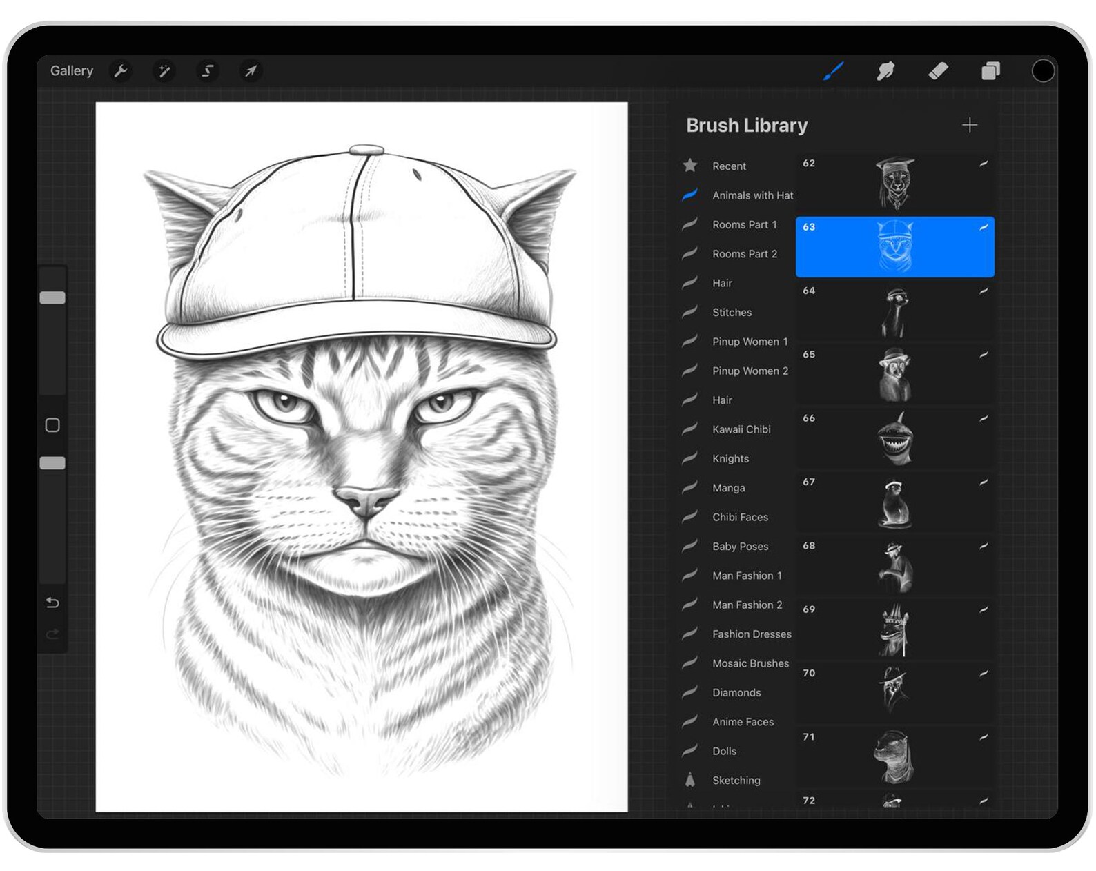 70 Procreate Animals With Hat Stamp Brushes Dog Cat - Etsy